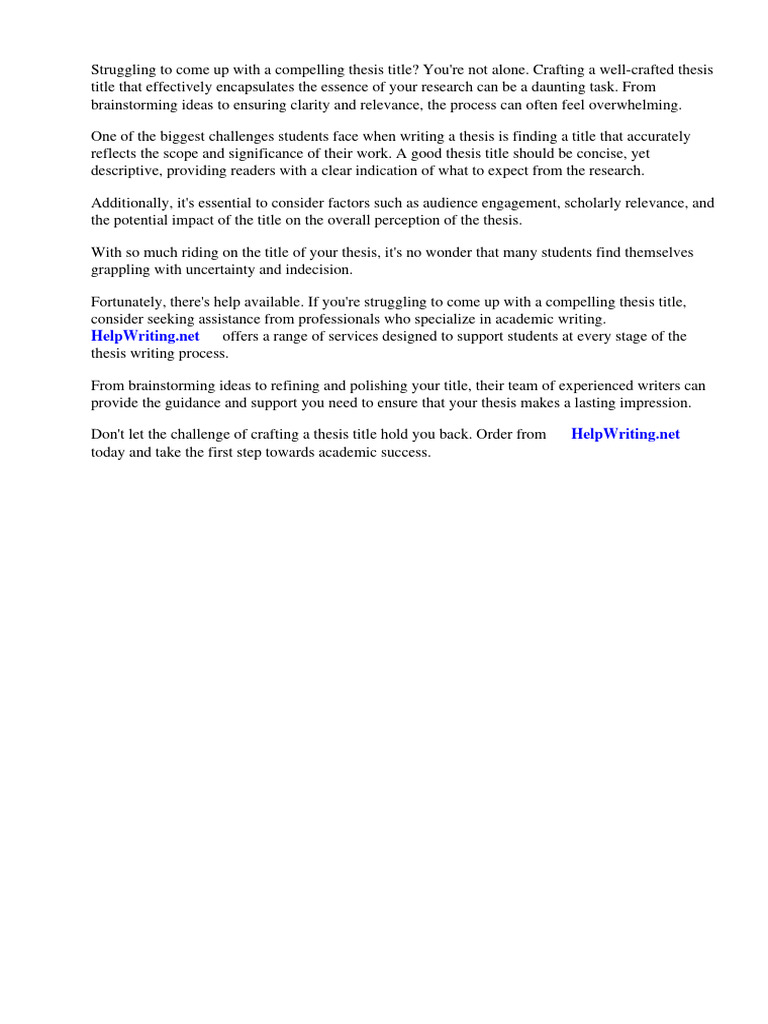 Sample of A Good Thesis Title | PDF | Thesis