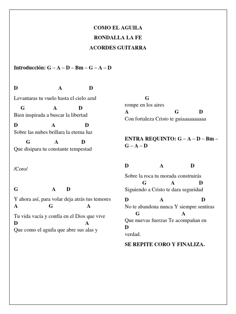 Acordes y letra de "Como el águila" | PDF