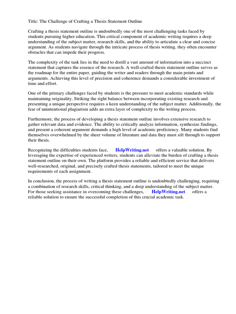 Write Thesis Statement Outline | PDF | Essays | Thesis Write Thesis Statement Outline | PDF | Essays | Thesis