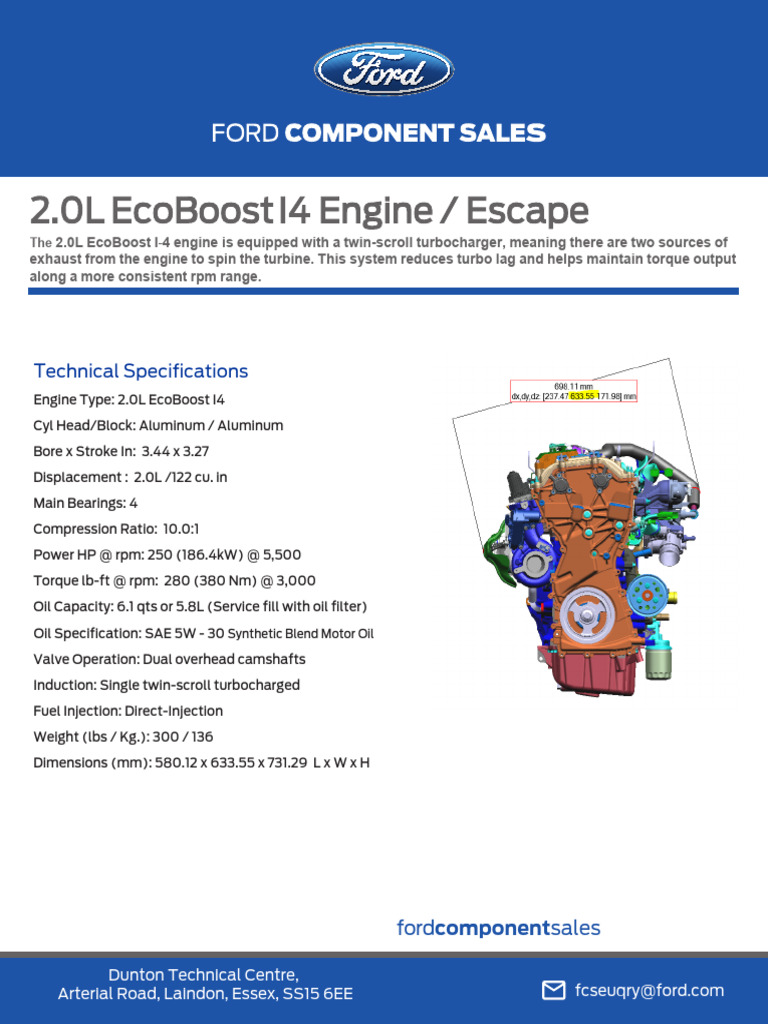 2.0l Ecoboost I4 Escape Spec Sheet | PDF | Technology & Engineering