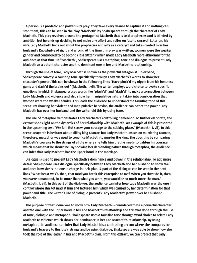 Analytical Essay | PDF | Macbeth