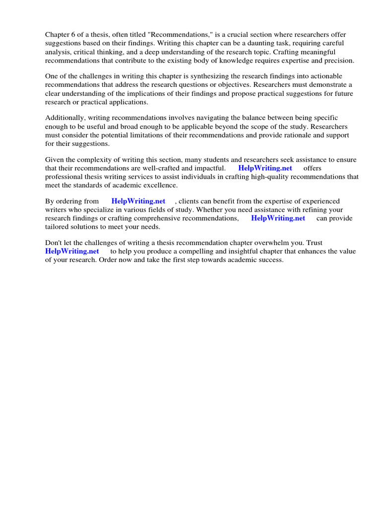 Chapter 6 Thesis Recommendation | PDF | Thesis | Books
