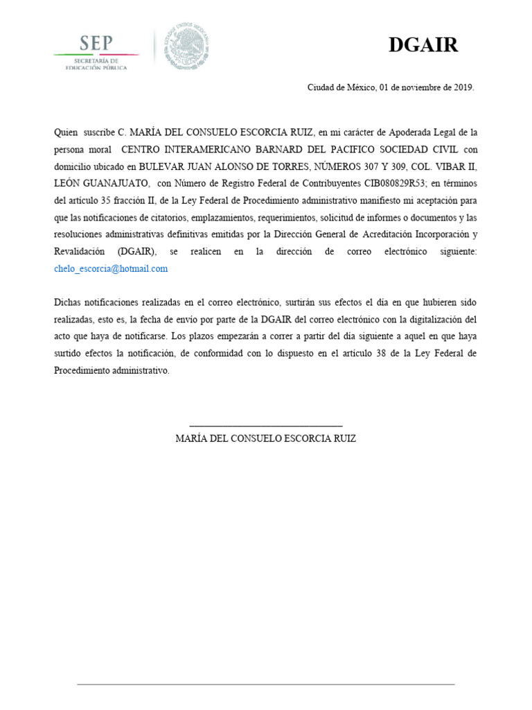 Notificaciones Electrónicas DGAIR | PDF