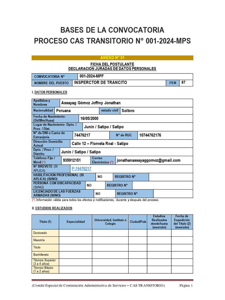 Anexos CAS Transitorio - 2024 - MPS | PDF | El proceso de destitución ...
