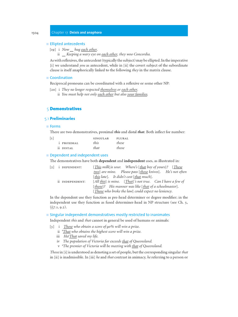 Huddleston.Pullum.2002.CGEL.Demonstratives | PDF | Semantics | Linguistics Huddleston.Pullum.2002.CGEL.Demonstratives | PDF | Semantics | Linguistics