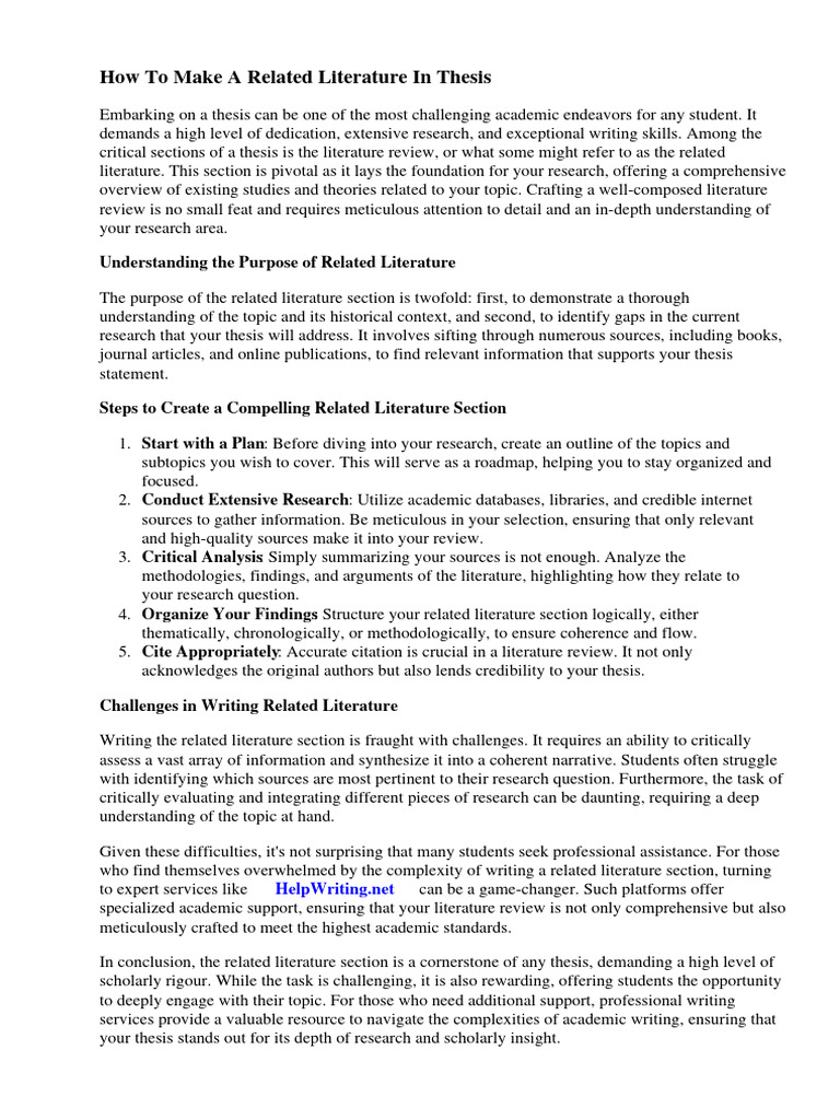 How To Make A Related Literature in Thesis | PDF | Thesis | Essays