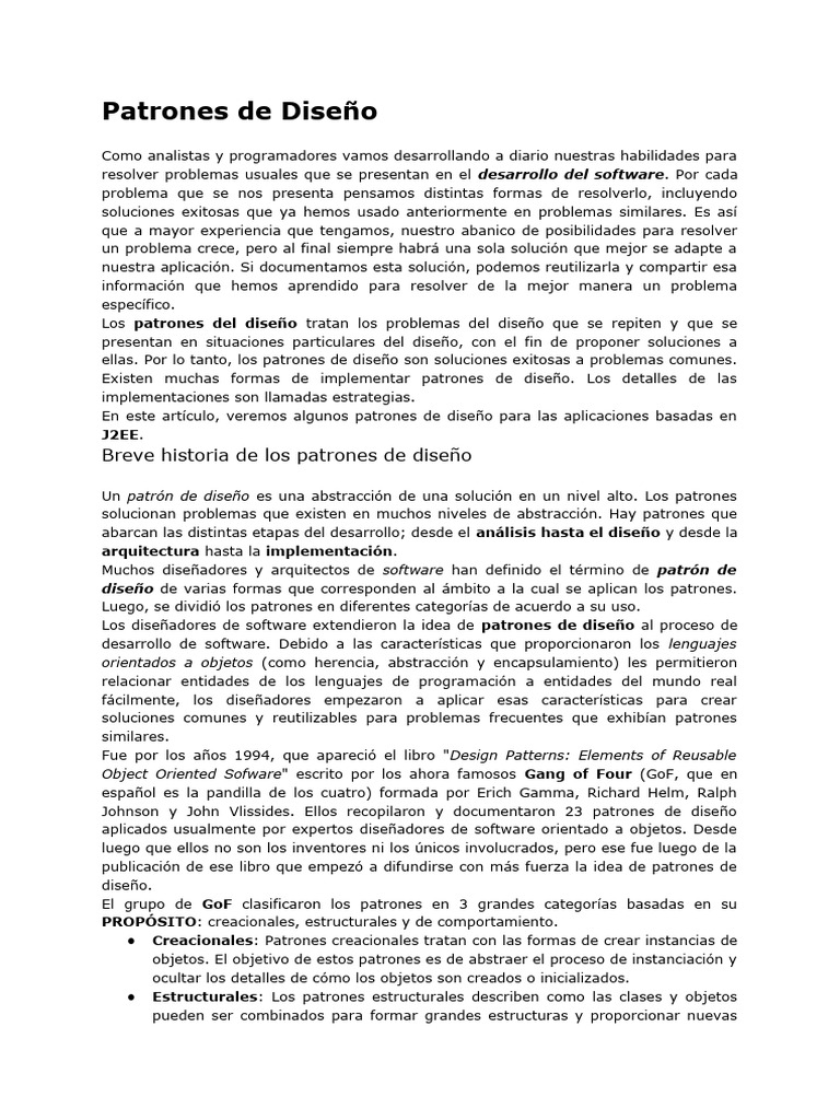 Patrones de Diseño en J2EE | PDF | Patrón de diseño de software | Software