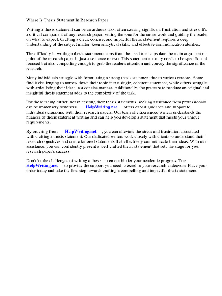Where Is Thesis Statement in Research Paper | PDF | Essays | Thesis