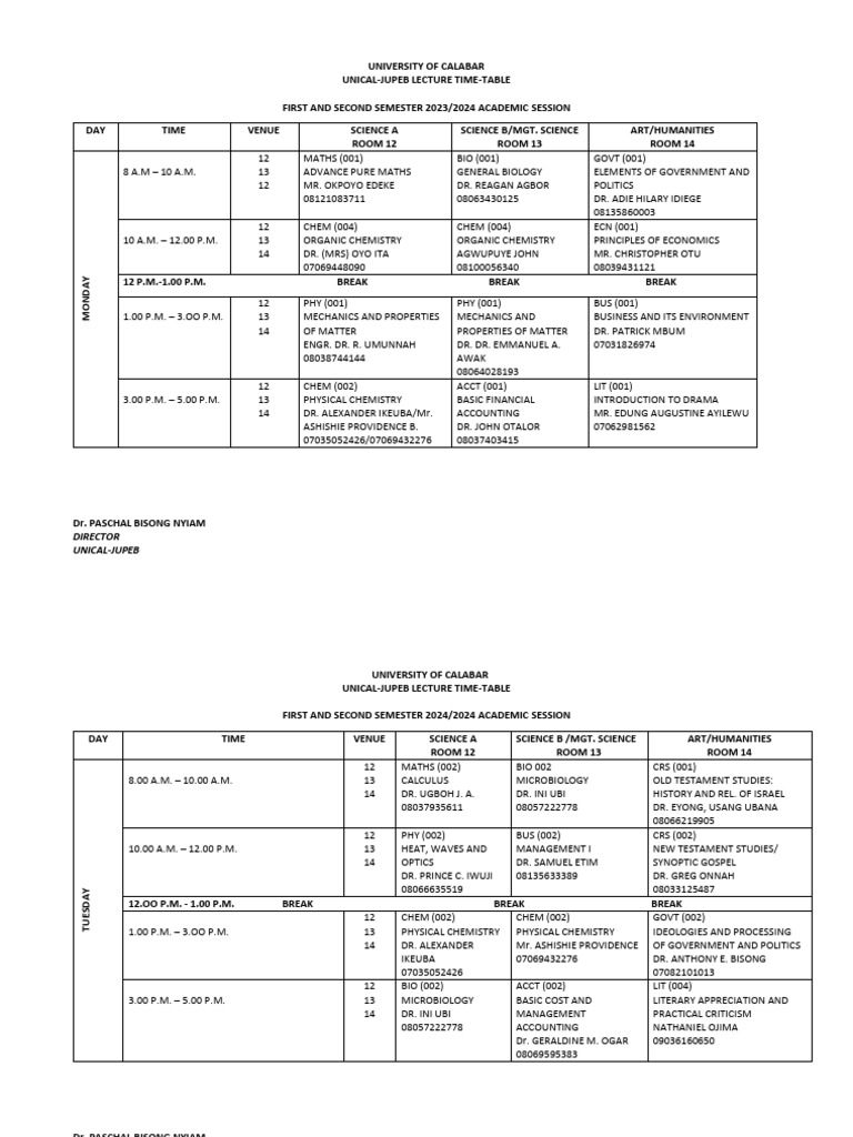 Modified Jupeb Time Table 2024 | PDF | Science & Mathematics