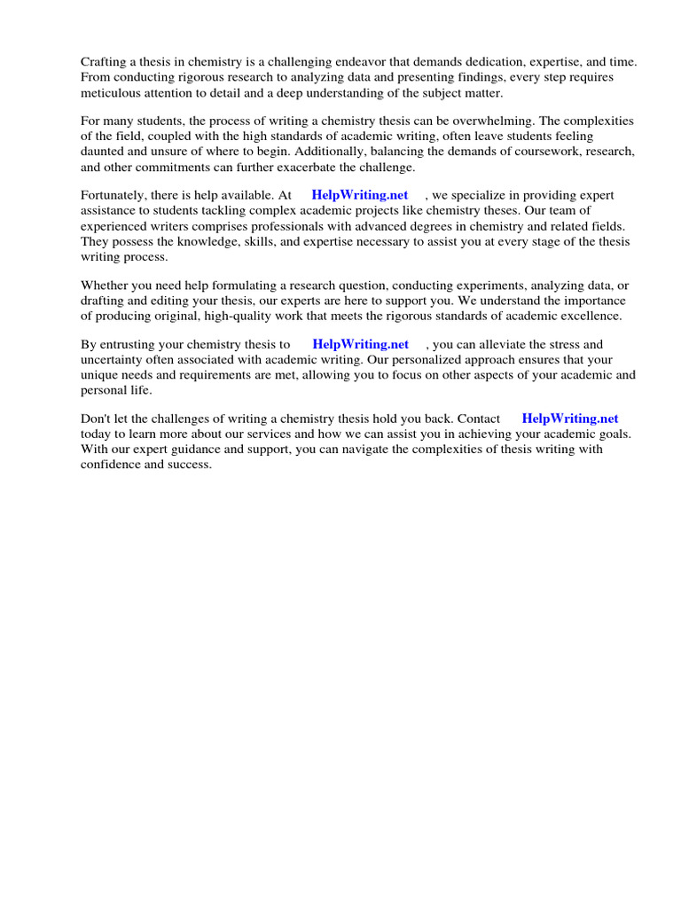 Chemistry Thesis Example | PDF