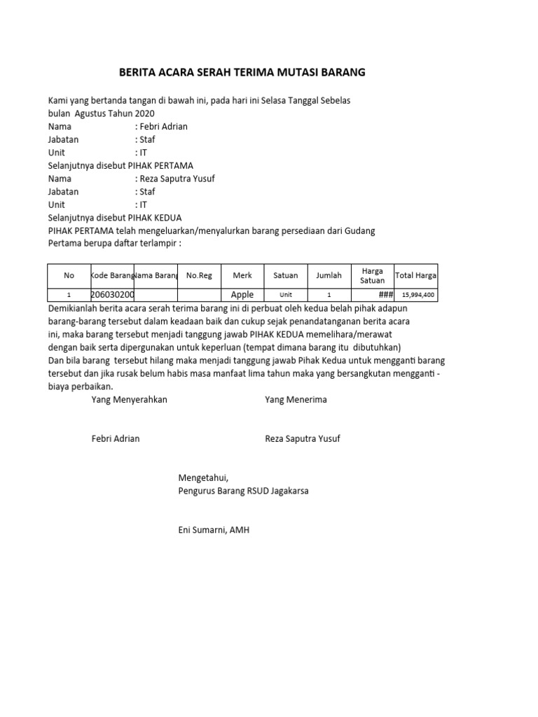 Contoh Bast Mutasi | PDF