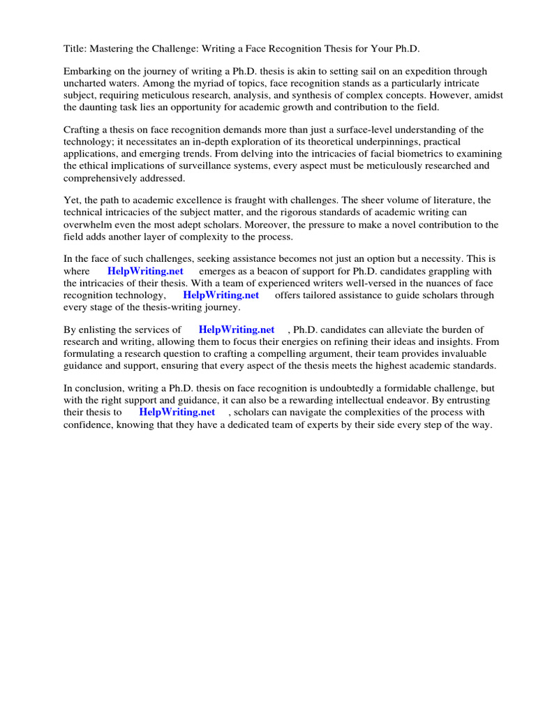 Face Recognition Thesis PHD | PDF | Biometrics | Authentication