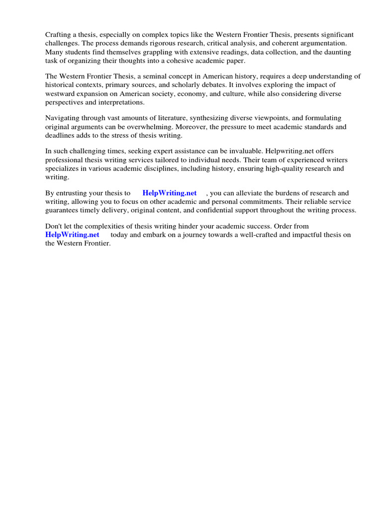 Western Frontier Thesis | PDF | American Frontier | Native Americans In ...