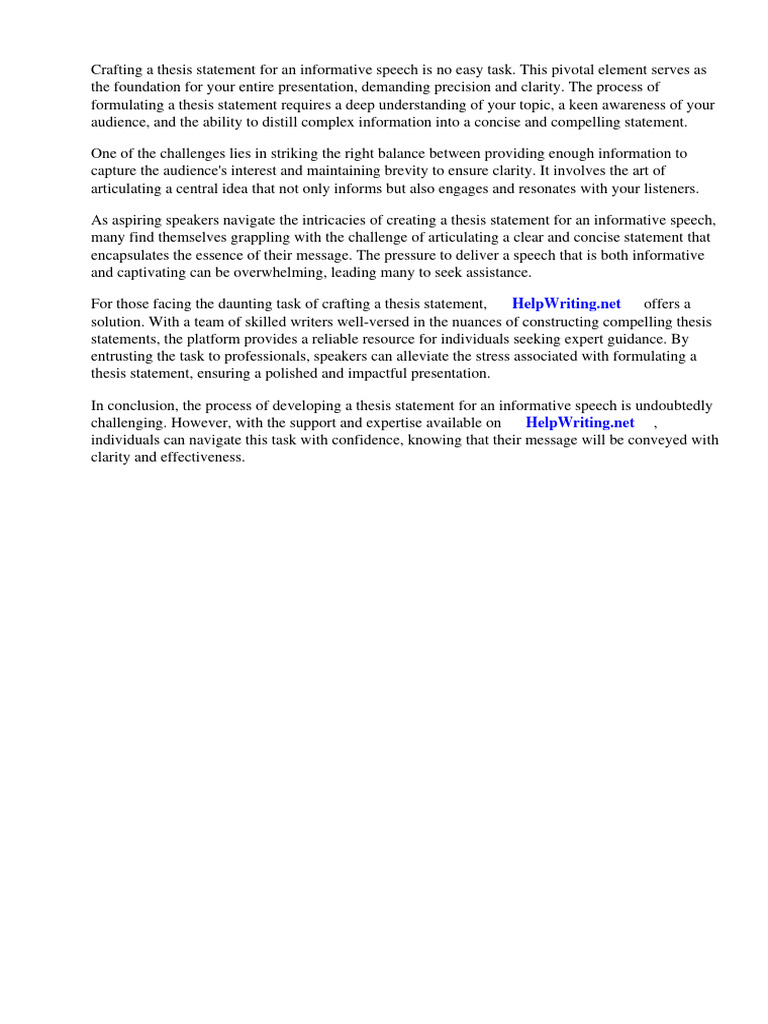 Examples of A Thesis Statement For An Informative Speech | PDF | Essays ...