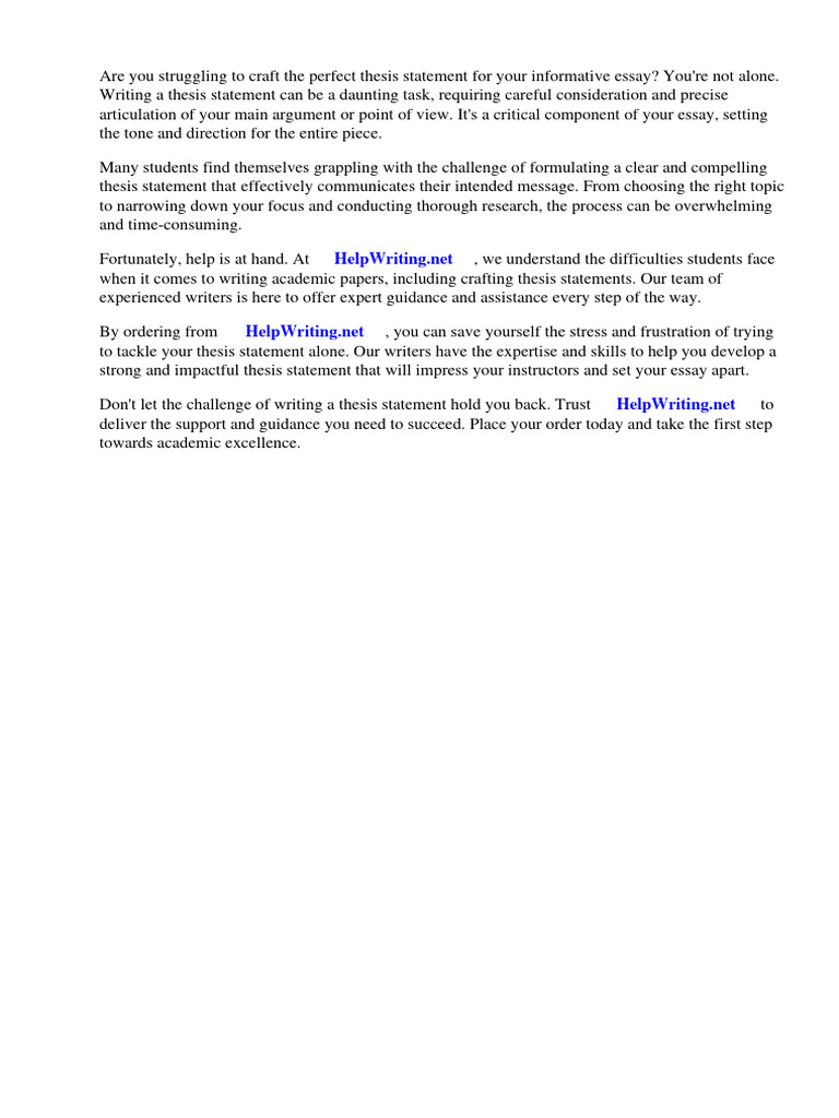Informative Essay Thesis Statement Examples | PDF | Essays | Thesis