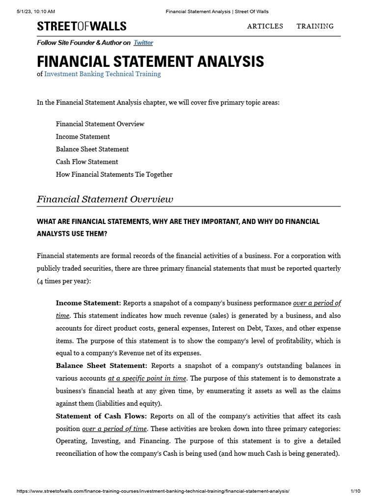 03 Financial Statement Analysis - Street of Walls | PDF | Balance Sheet ...