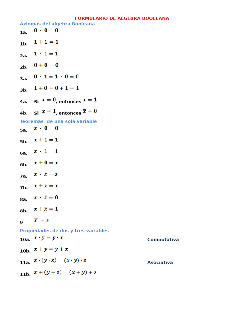 Propiedades Del Algebra de Boole | PDF