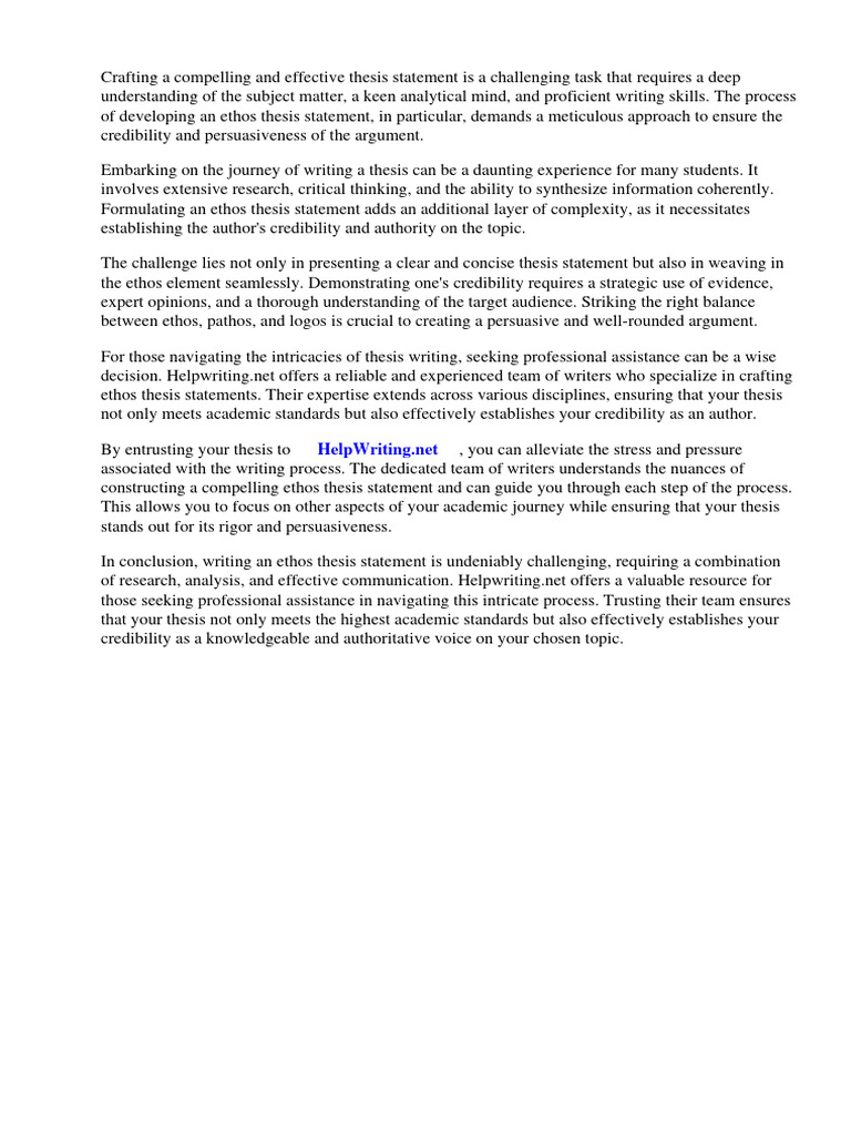 Ethos Thesis Statement | PDF | Logos | Rhetoric