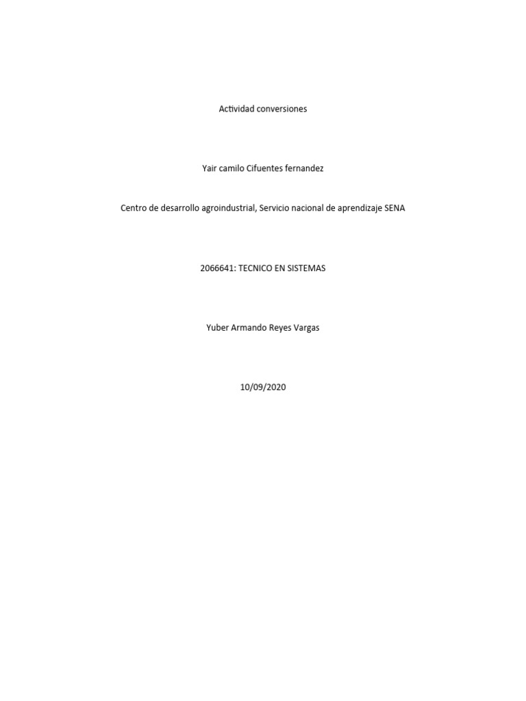 Conversión de Sistemas Numéricos | PDF | Poco | Byte