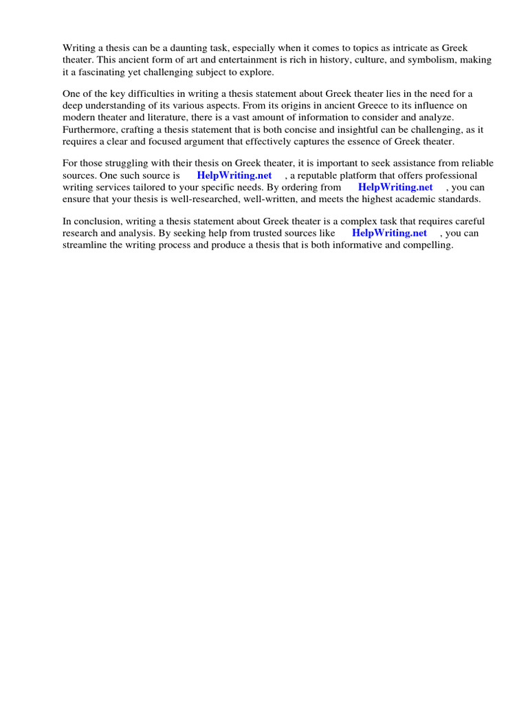 Thesis Statement About Greek Theater | PDF | Theatre | Dionysus