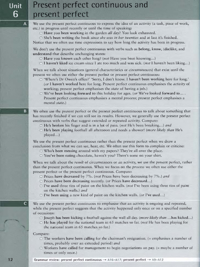 Present Perfect and Present Perfect Continuous | PDF