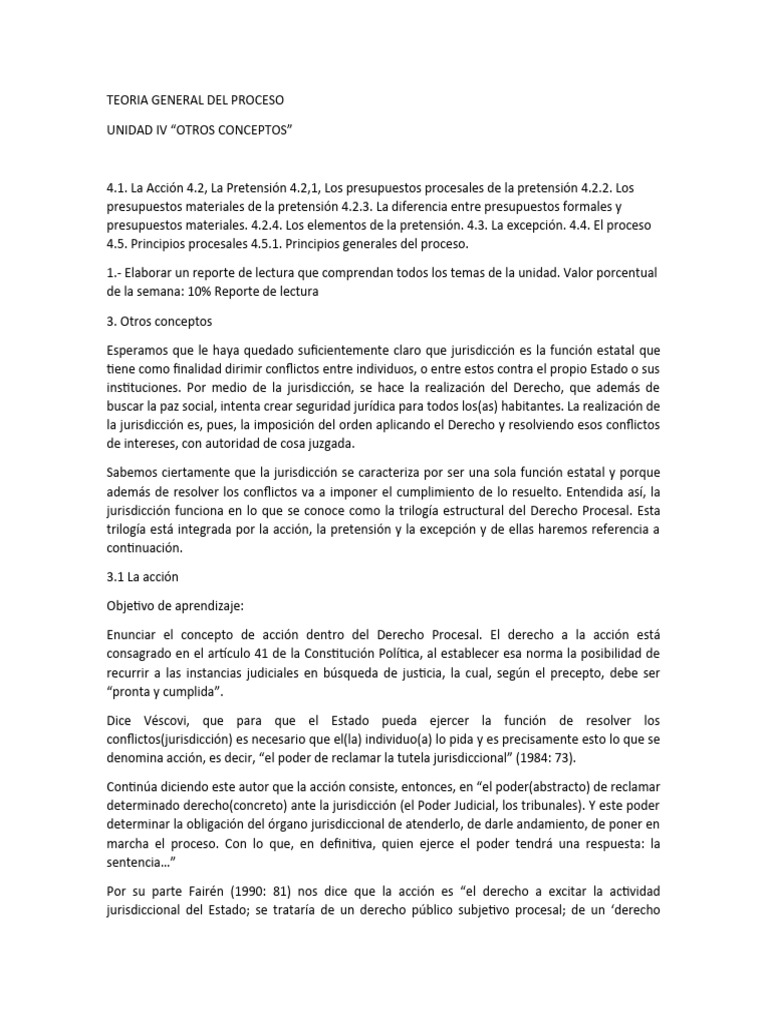 TEORIA GENERAL DEL PROCESO Act 4 | PDF | Ley procesal | Jurisdicción
