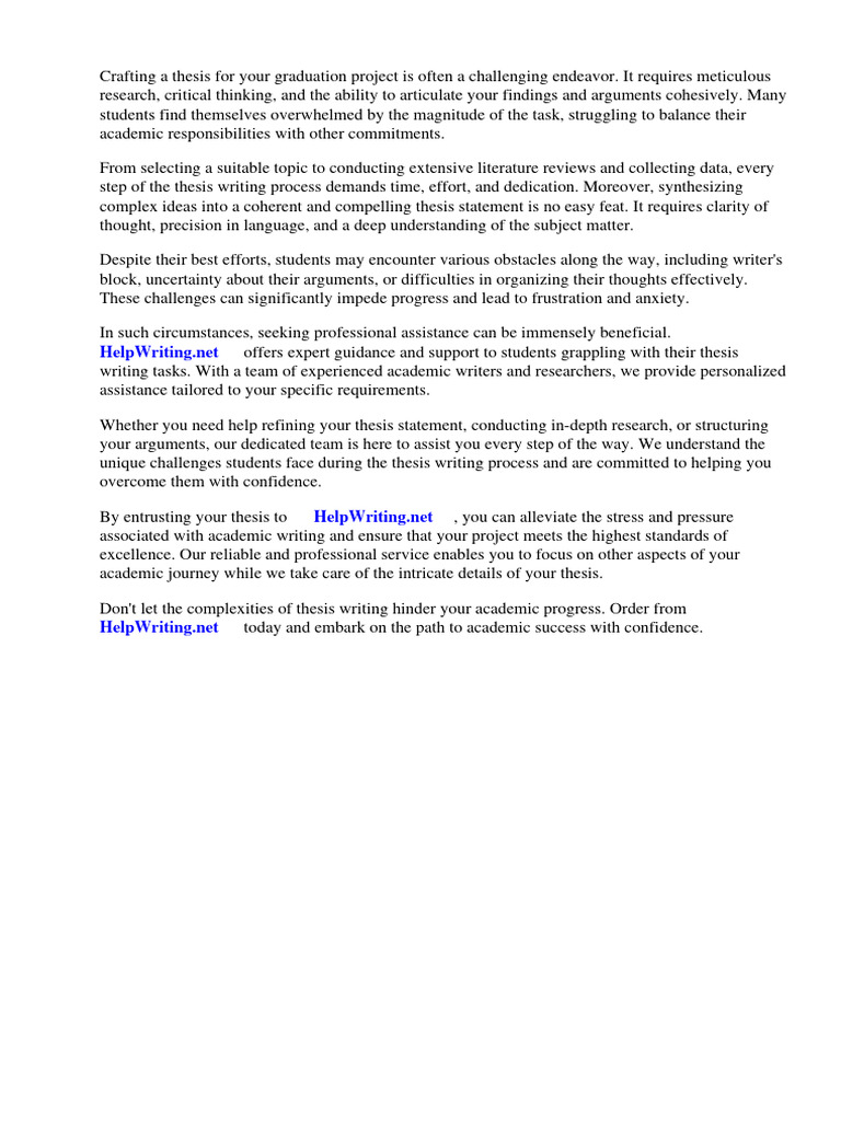 Graduation Project Thesis Statements | PDF