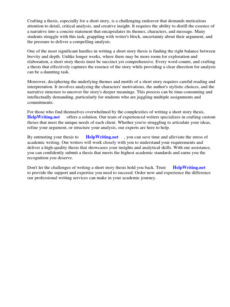 Example of A Short Story Thesis | PDF | Essays | Thesis