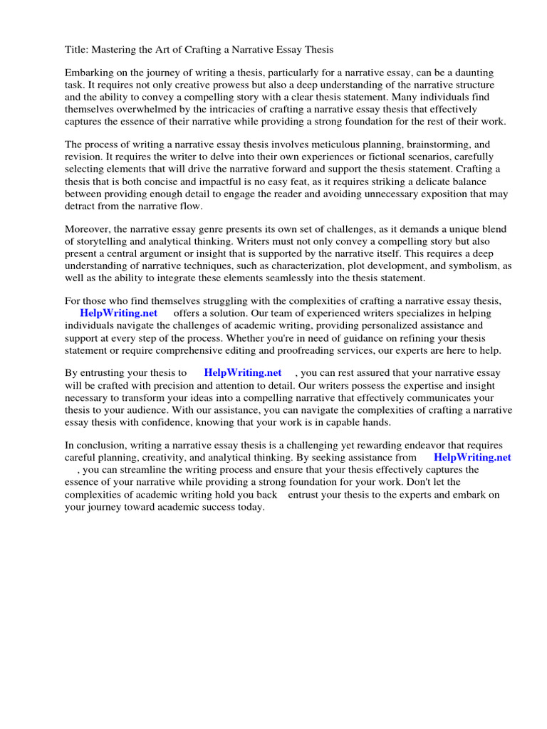 Writing A Narrative Essay Thesis | PDF | Essays | Narrative