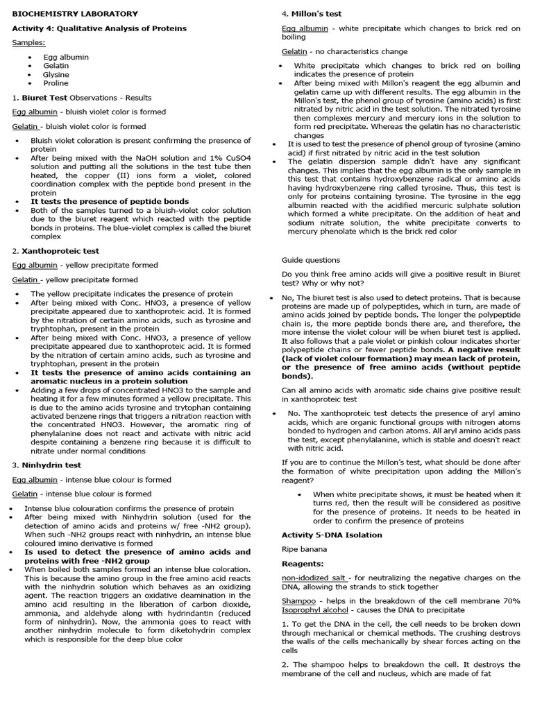 Biochemistry Laboratory 789456123 | PDF | Nitric Acid | Biochemistry