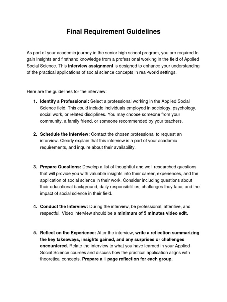 Final Requirement Guidelines | PDF