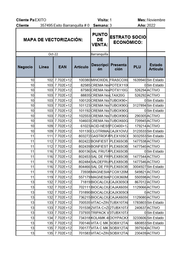 Planilla Exito Viva | PDF