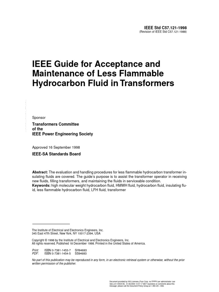 C57.121-1998 Guide For Acceptance | PDF | Electrical Breakdown | High Voltage