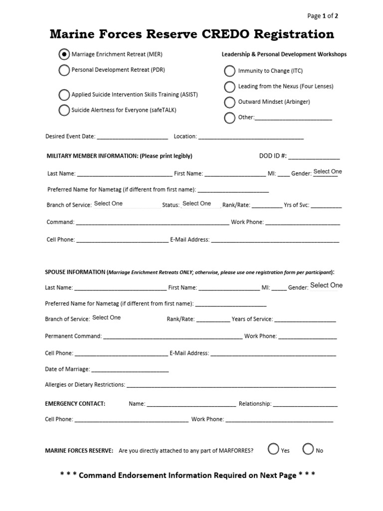 CREDO Registration for Marine Retreats | PDF | Justice | Crime & Violence