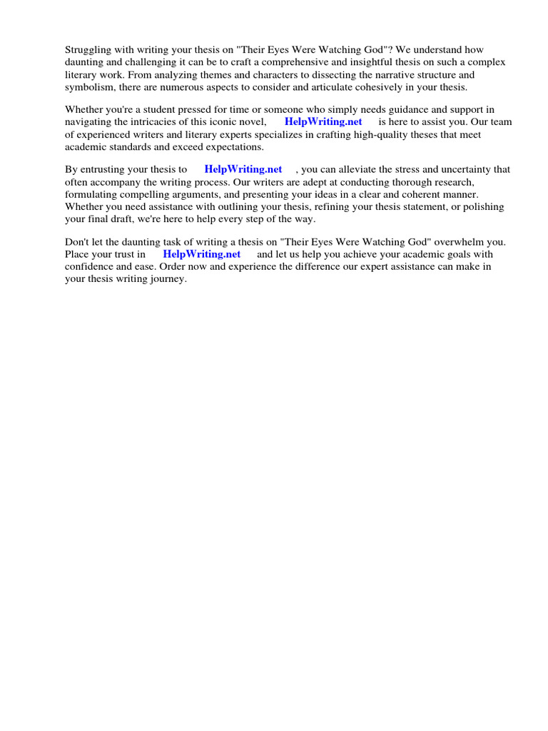 Thesis For Their Eyes Were Watching God | PDF