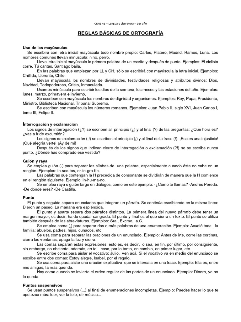Reglas Bàsicas de Ortografìa | PDF | Puntuación | Coma