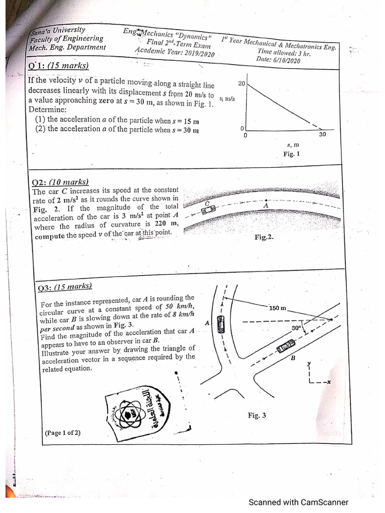 Mechanics Dynamics Exams Pdf