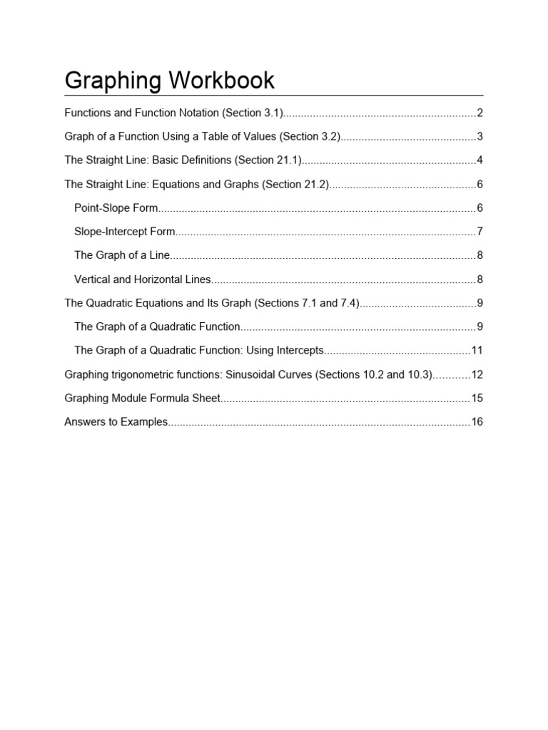 Graphing Workbook | Download Free PDF | Function (Mathematics) | Line ...
