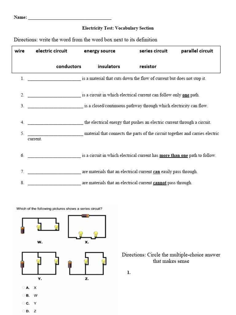 electric circuits test | PDF | Series And Parallel Circuits | Electric ...