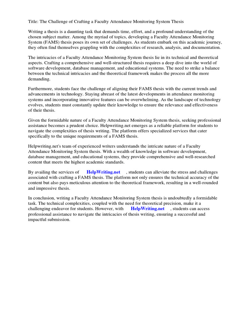 Faculty Attendance Monitoring System Thesis | PDF