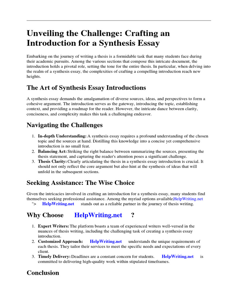How to Write an Intro for a Synthesis Essay | PDF | Essays | Dialectic