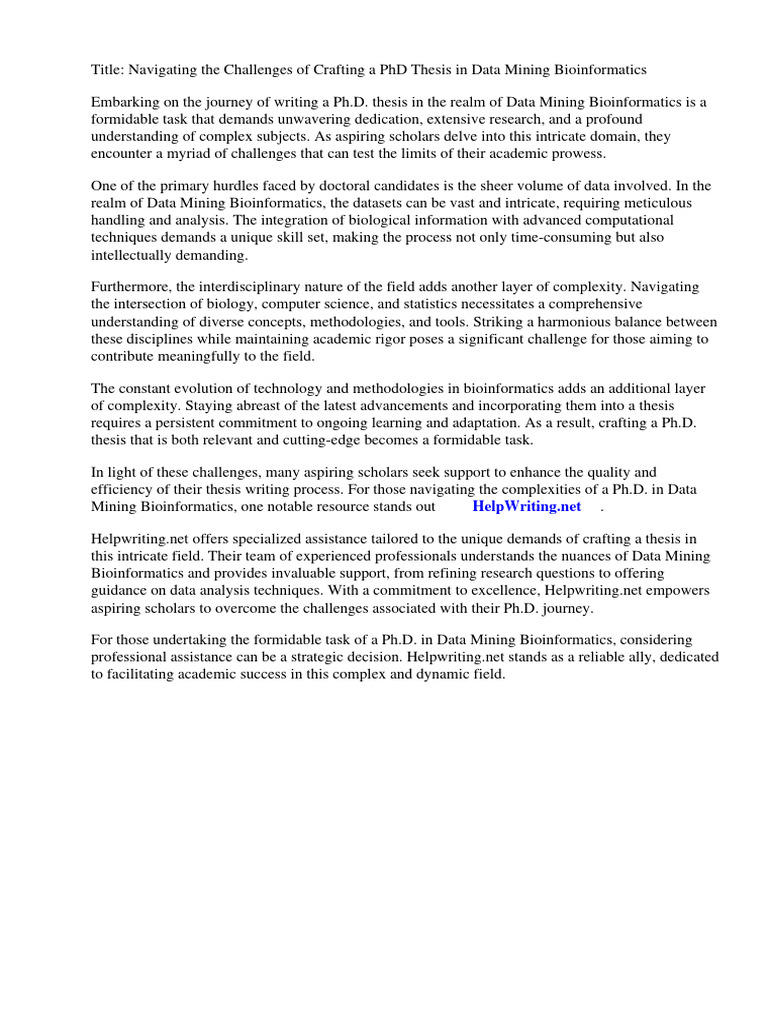PHD Thesis Data Mining Bioinformatics | PDF | Bioinformatics | Data Mining