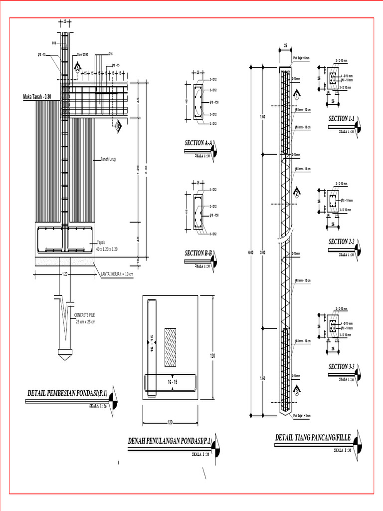 Detail Piling Pile Pondasi (Tiang Pancang) - Model | PDF