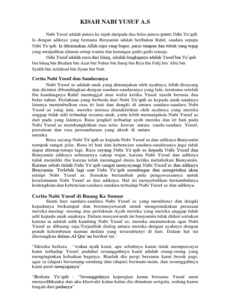 Kisah Nabi Yusuf: Saudara dan Sumur | PDF | Sejarah | Agama & Spiritualitas