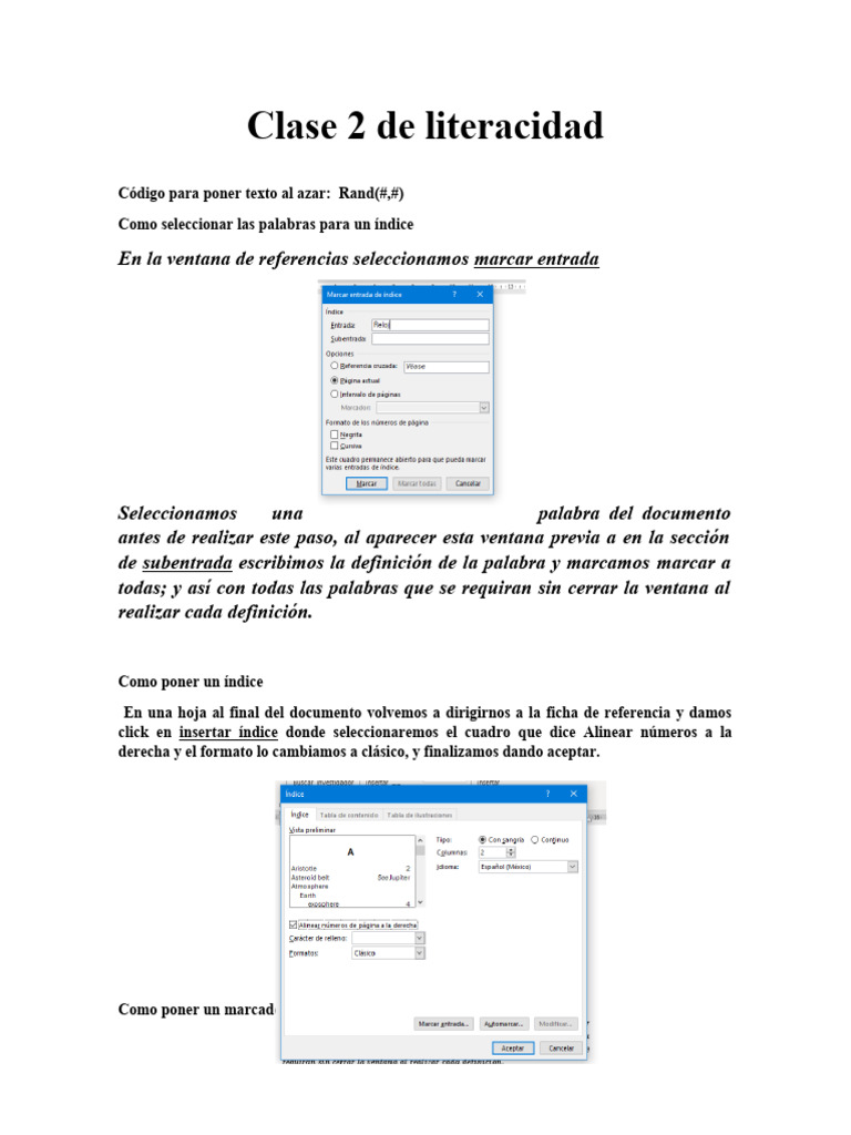 Guía para crear índices y marcadores en Word | PDF | Crecimiento personal y profesional