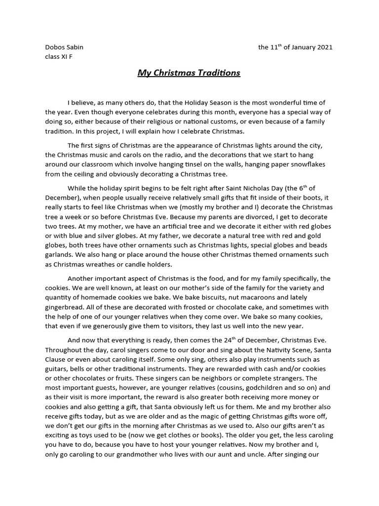 Dobos Sabin - My Christmas Traditions | PDF