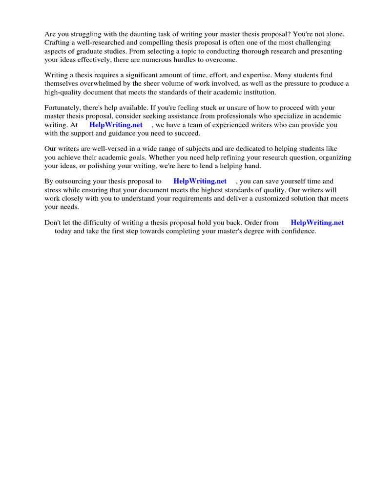 Draft Master Thesis Proposal | PDF | Thesis | Essays