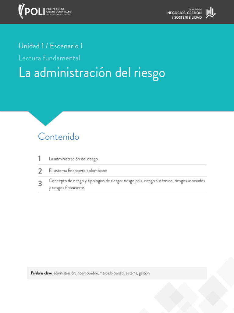 Lectura Fundamental 1 - Riesgos Financieros - Especialización en ...