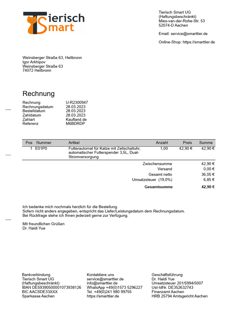 S Flex Rechnung