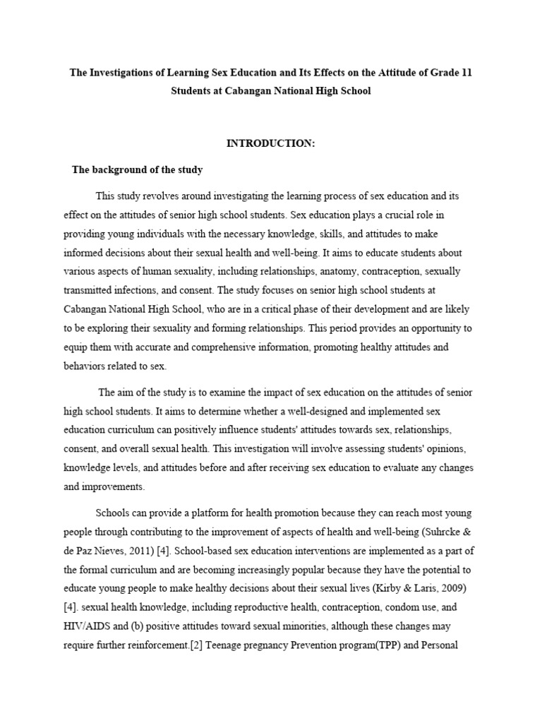 The Investegation Of Learning Sex Education And Its Effects 1 Pdf Sex Education Adolescence